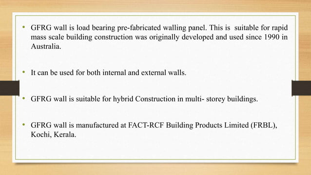 Glass Fiber Reinforced Gypsum (GFRG) Panel | PPTX | Civil Engineering ...