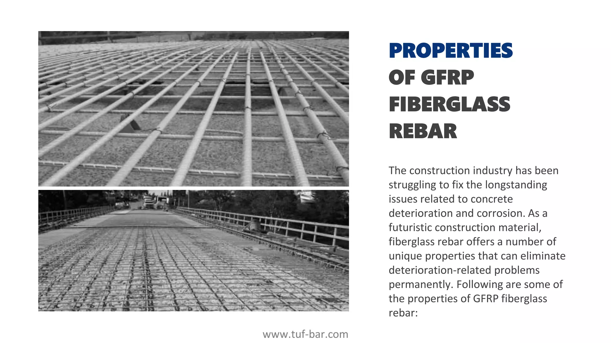 Gfrp Fiberglass Rebar a Material for the Future | PPTX