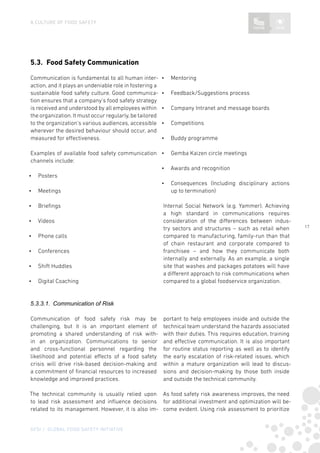 A CULTURE OF FOOD SAFETY A POSITION PAPER FROM THE GLOBAL FOOD SAFETY ...