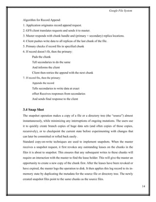 Seminar Report on Google File System | PDF