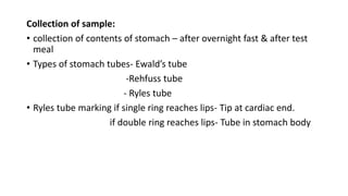 GASTRIC FUNCTION TESTS - A Short Power point Presentation | PPTX