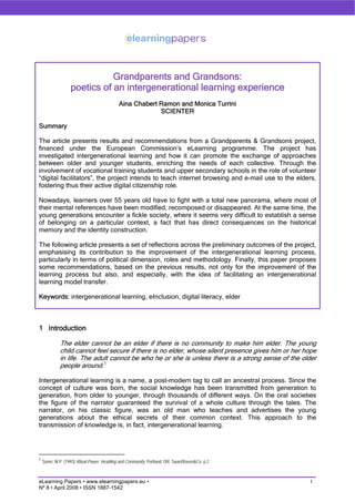 Grandparents and Grandsons: poetics of an intergenerational learning ...