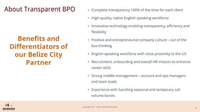GGBPO Partner Overview - Transparent BPO | PPT