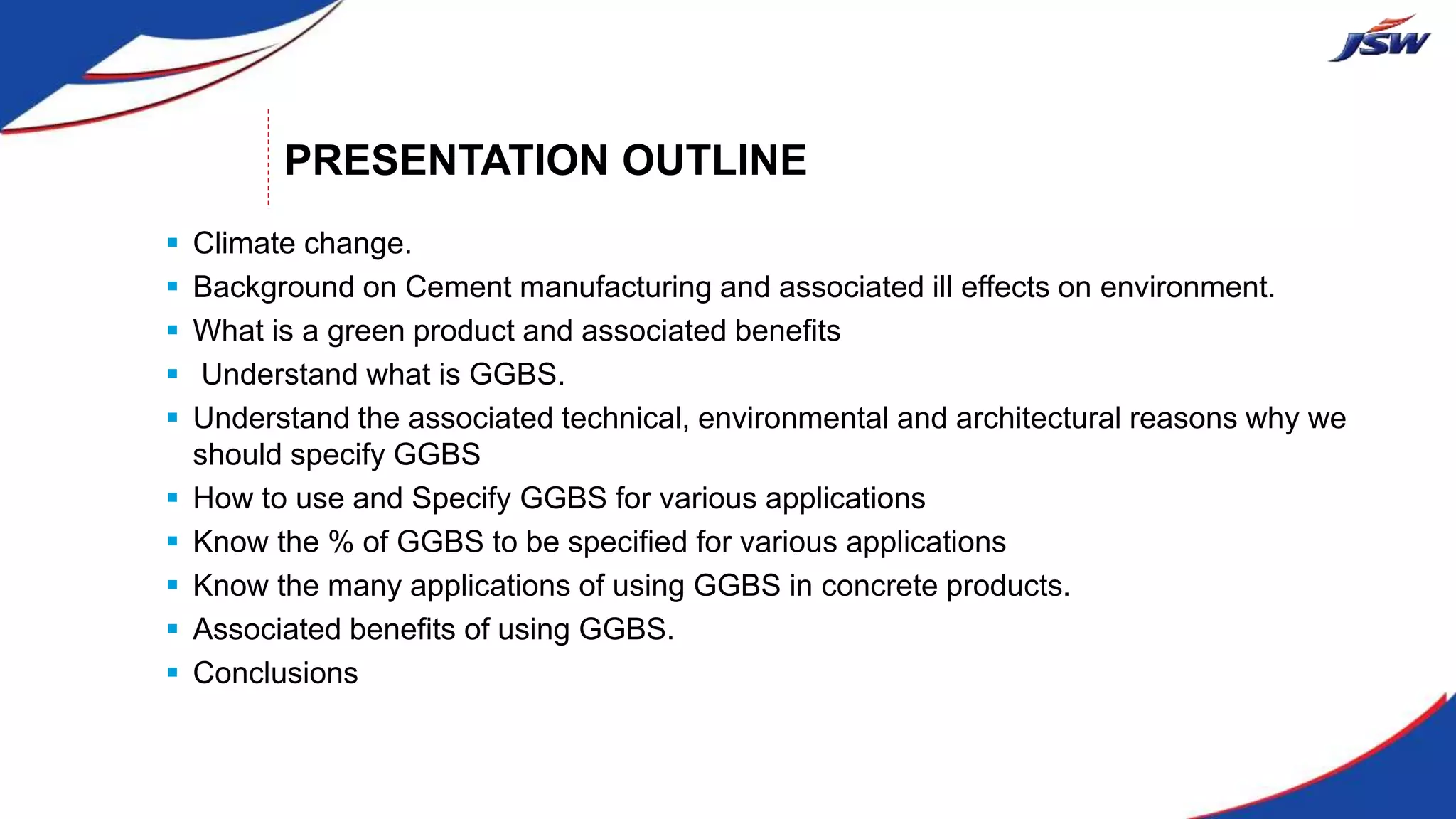 Ggbs the most sustainable construction material | PPTX