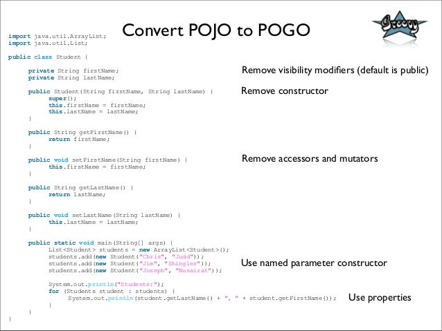 Convert Pojo To Pogoimport Javautilarraylist