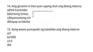 Pagsusulit ng Grade 7 tungkol sa ibong Adarna | PPTX