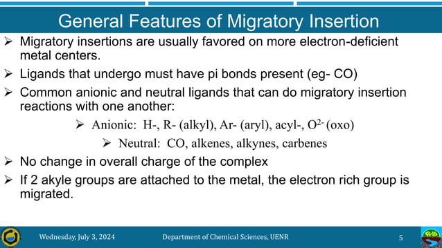 1,1 and 1,2 Migratory insertion reactions.pptx | Chemistry | Science