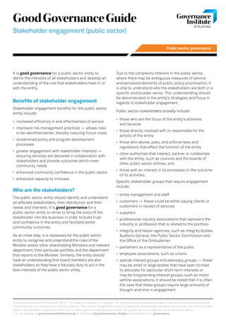 Stakeholder Engagement: A Good Governance Guide | PDF