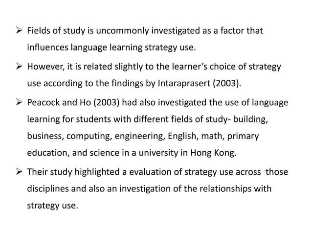 Factors Affecting Language Learning Strategy Use | PPT