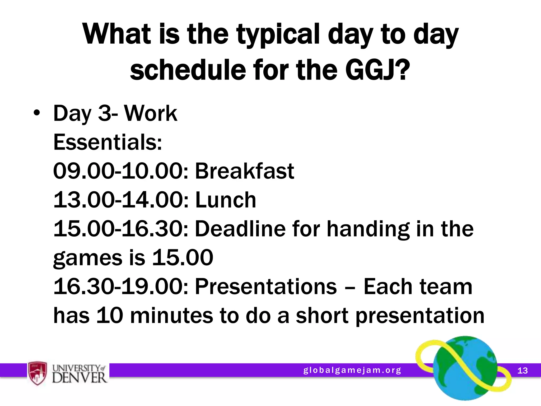 GGJ2013 Global Game Jam informational presentation | PPT