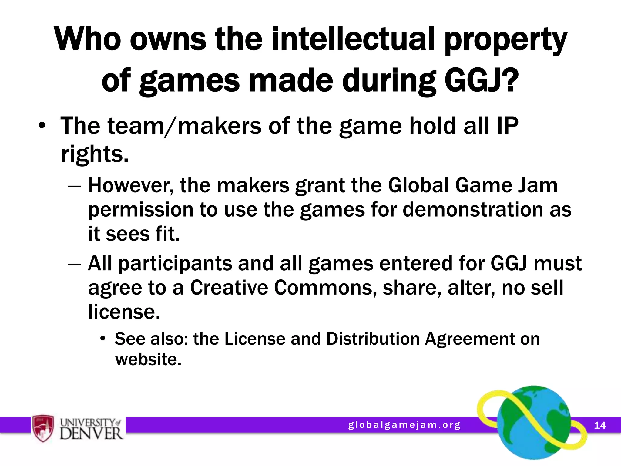 GGJ2013 Global Game Jam informational presentation | PPTX