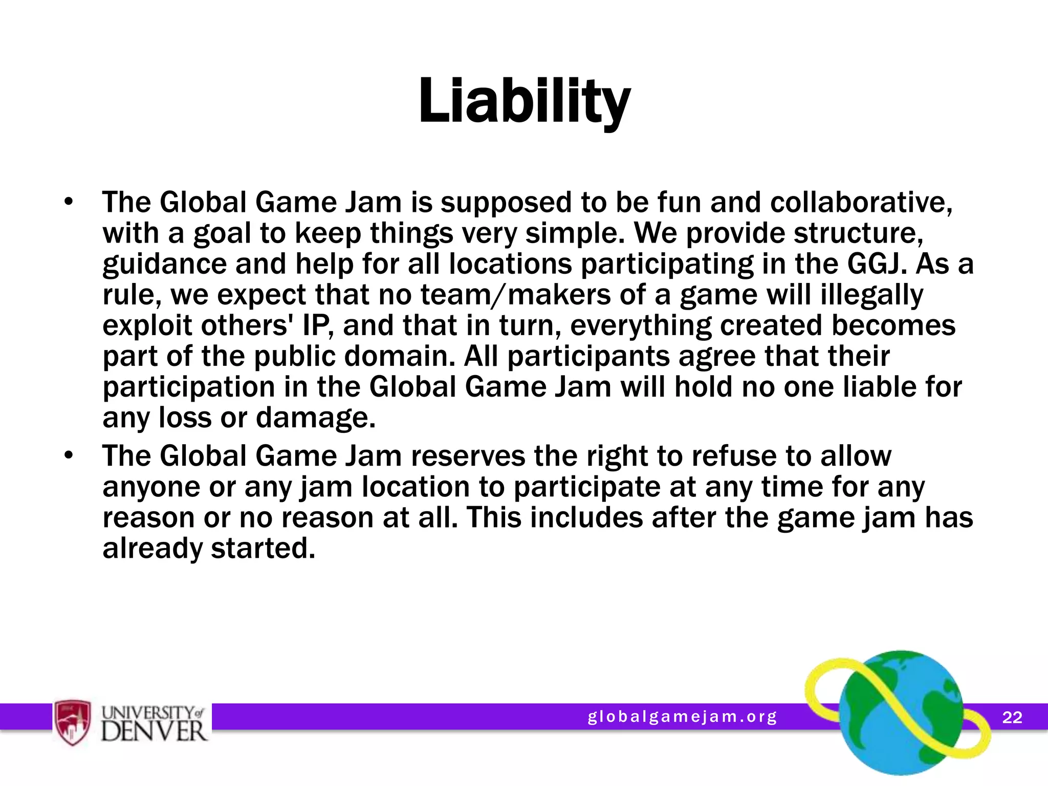 GGJ2013 Global Game Jam informational presentation | PPT