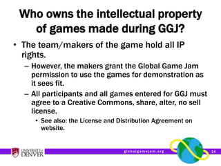 GGJ2013 Global Game Jam informational presentation | PPTX