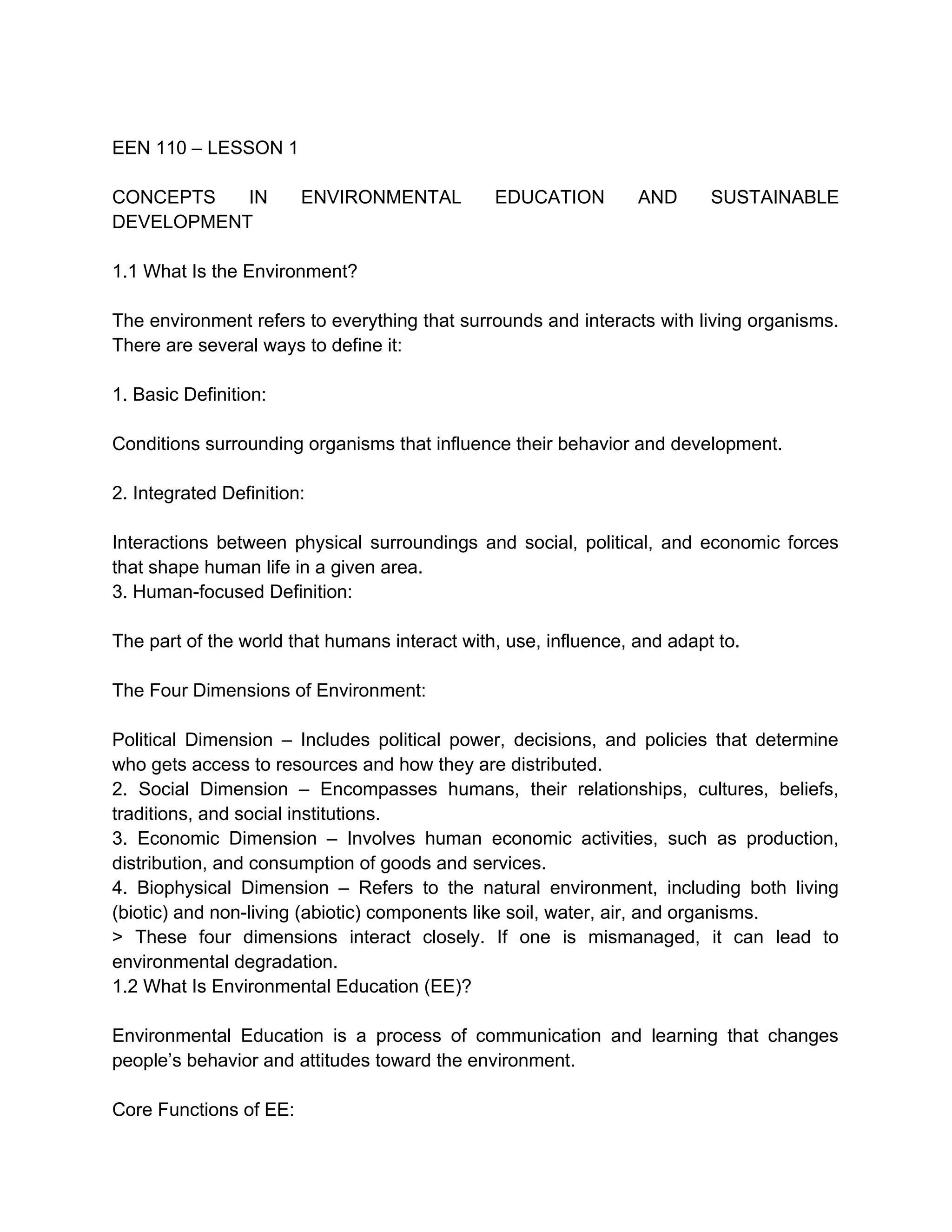 Concepts in environmental education and sustainability | DOCX