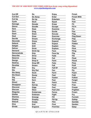 katakerjayangpalingseringdigunakan dalam bahasa inggris | PDF