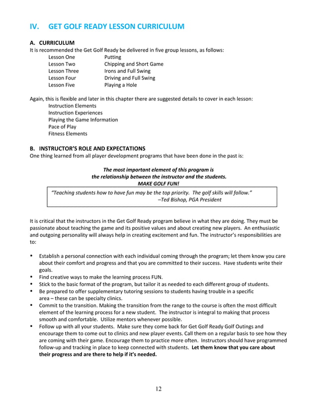 Ggr manual get golf ready lesson curriculum (1) | PDF