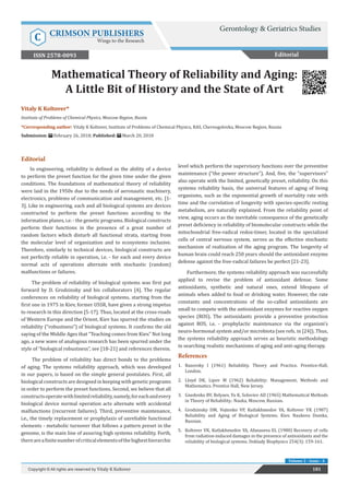 Mathematical Theory of Reliability and Aging: A Little Bit of History and the State of Art ...