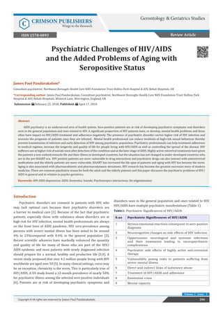 Psychiatric Challenges of HIV/AIDS and the Added Problems of Aging with ...