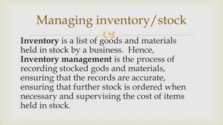 Functions of the procurement and inventory management office | PPTX