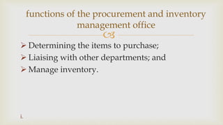 Functions of the procurement and inventory management office | PPT