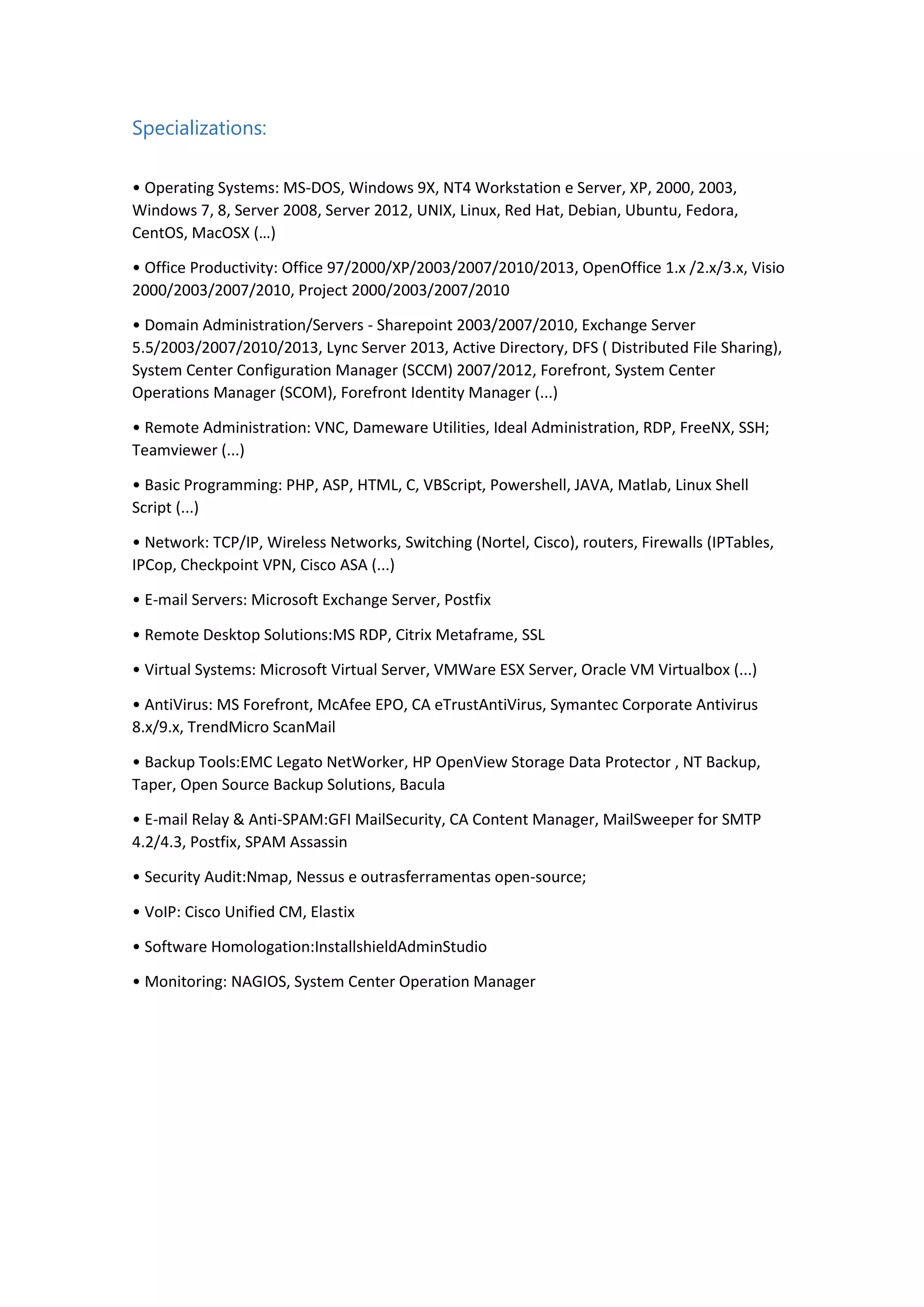 Gonçalo Gaspar Specializations | DOCX