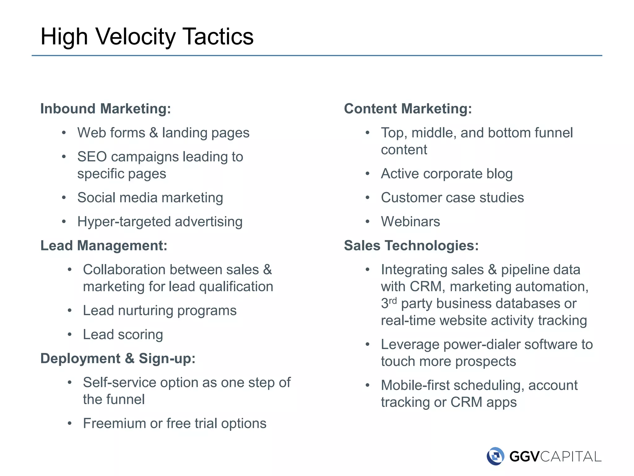 Sales and Marketing 3.0: The High Velocity Model | PPT