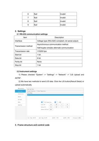 LIFOTRONICS GH-900 Plus LIS HOST MENU(INTERFACE) | PDF