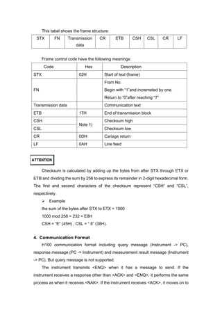 LIFOTRONICS GH-900 Plus LIS HOST MENU(INTERFACE) | PDF