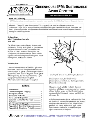Greenhouse IPM: Sustainable Aphid Control | PDF