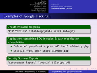 Google Hacking for Cryptographic Secrets | PDF | Search | Internet