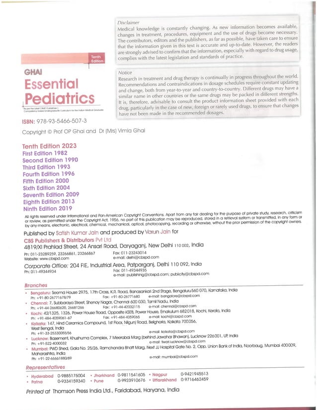 Ghai Essential Pediatrics 10edition new edition | PDF