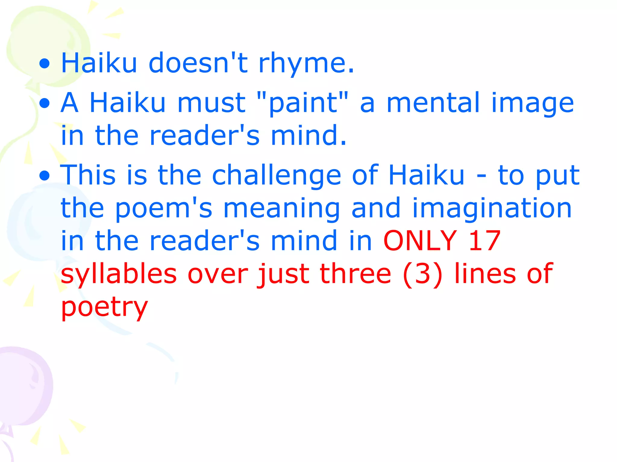 Teaching haiku poem | PPT