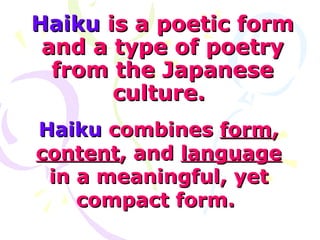 Teaching haiku poem | PPT