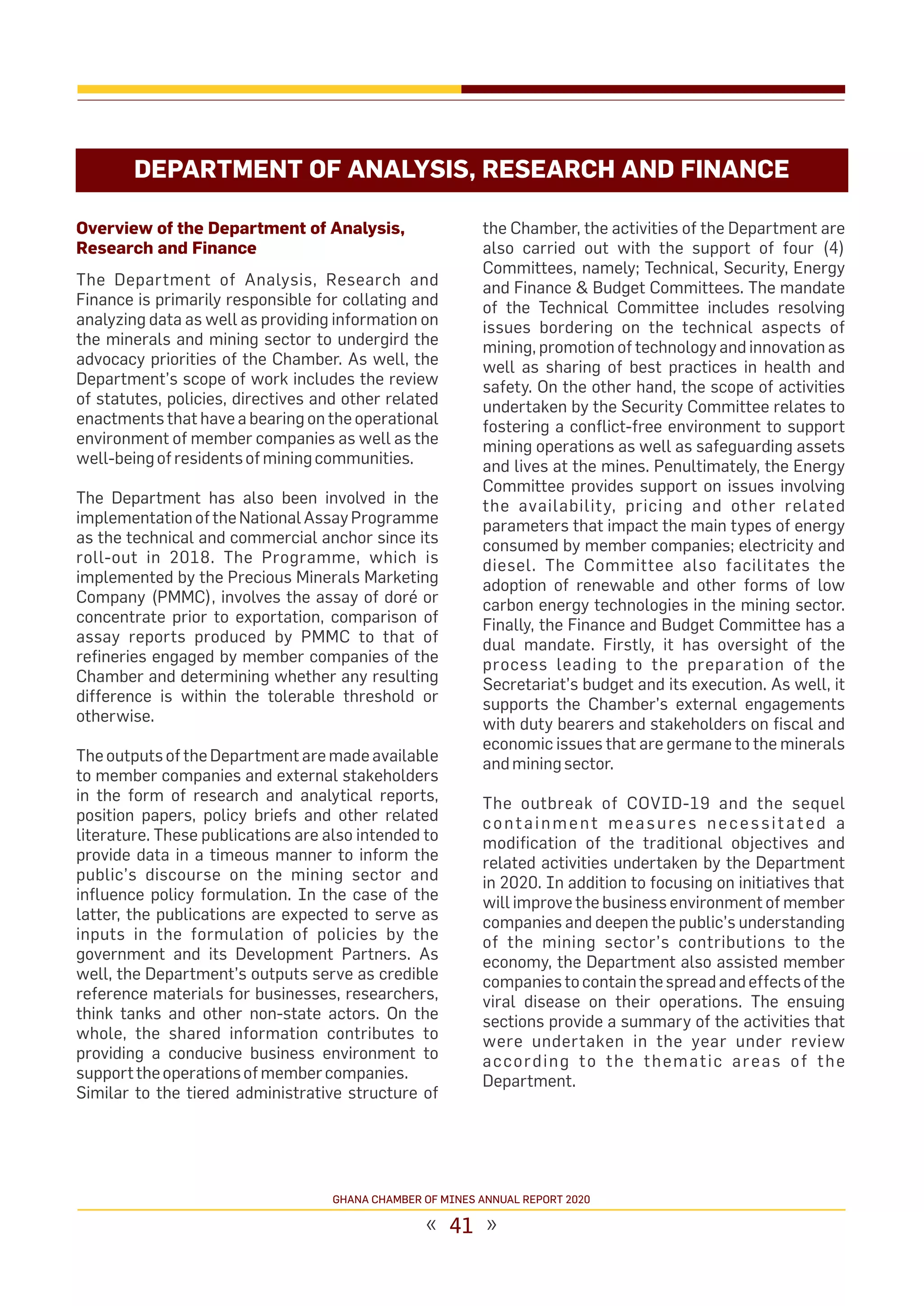 Ghana chamber of mines - 2020 report | PDF