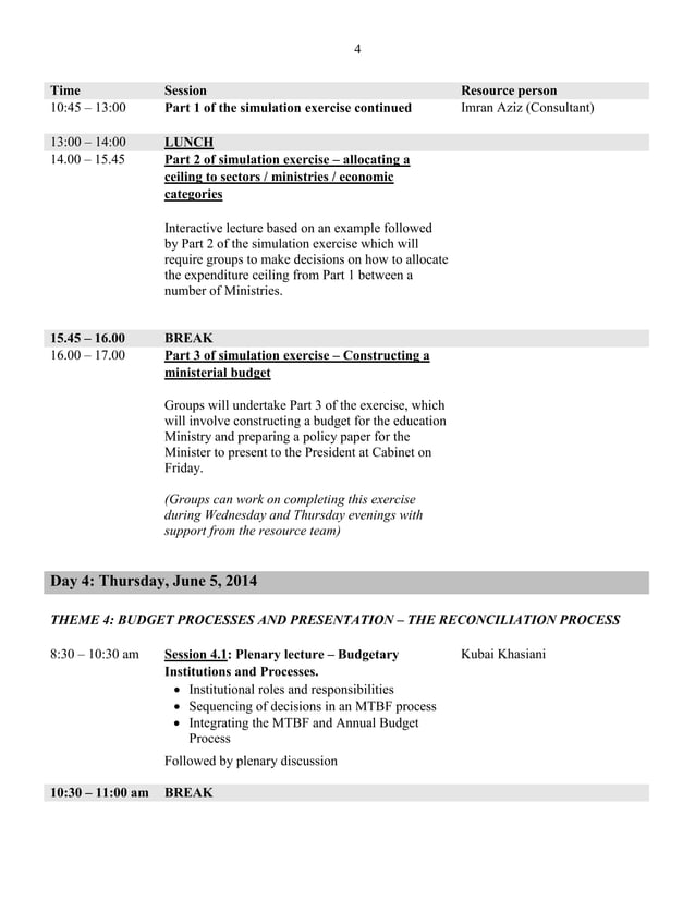 Program Medium-Term Budget Frameworks Workshop | DOCX | Business ...