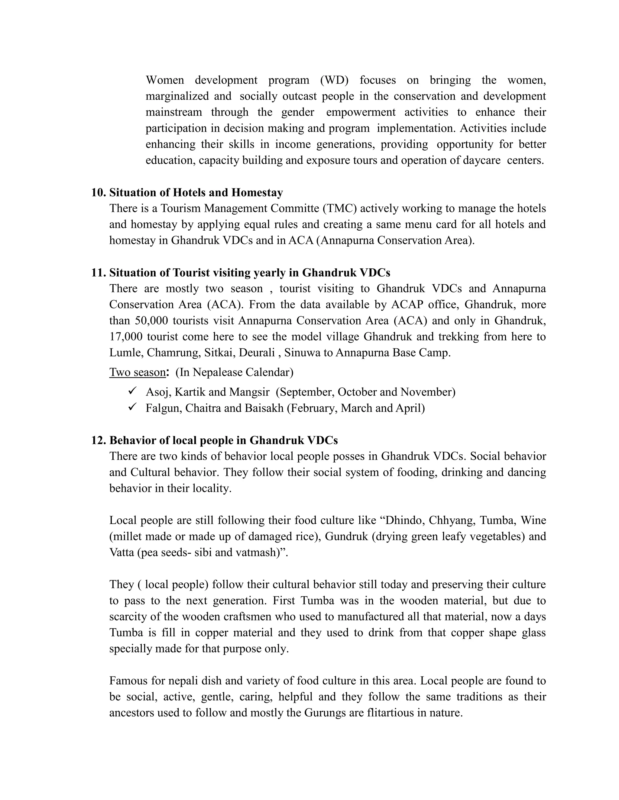 Ghandruk village profile, a study of culture resource management | PDF