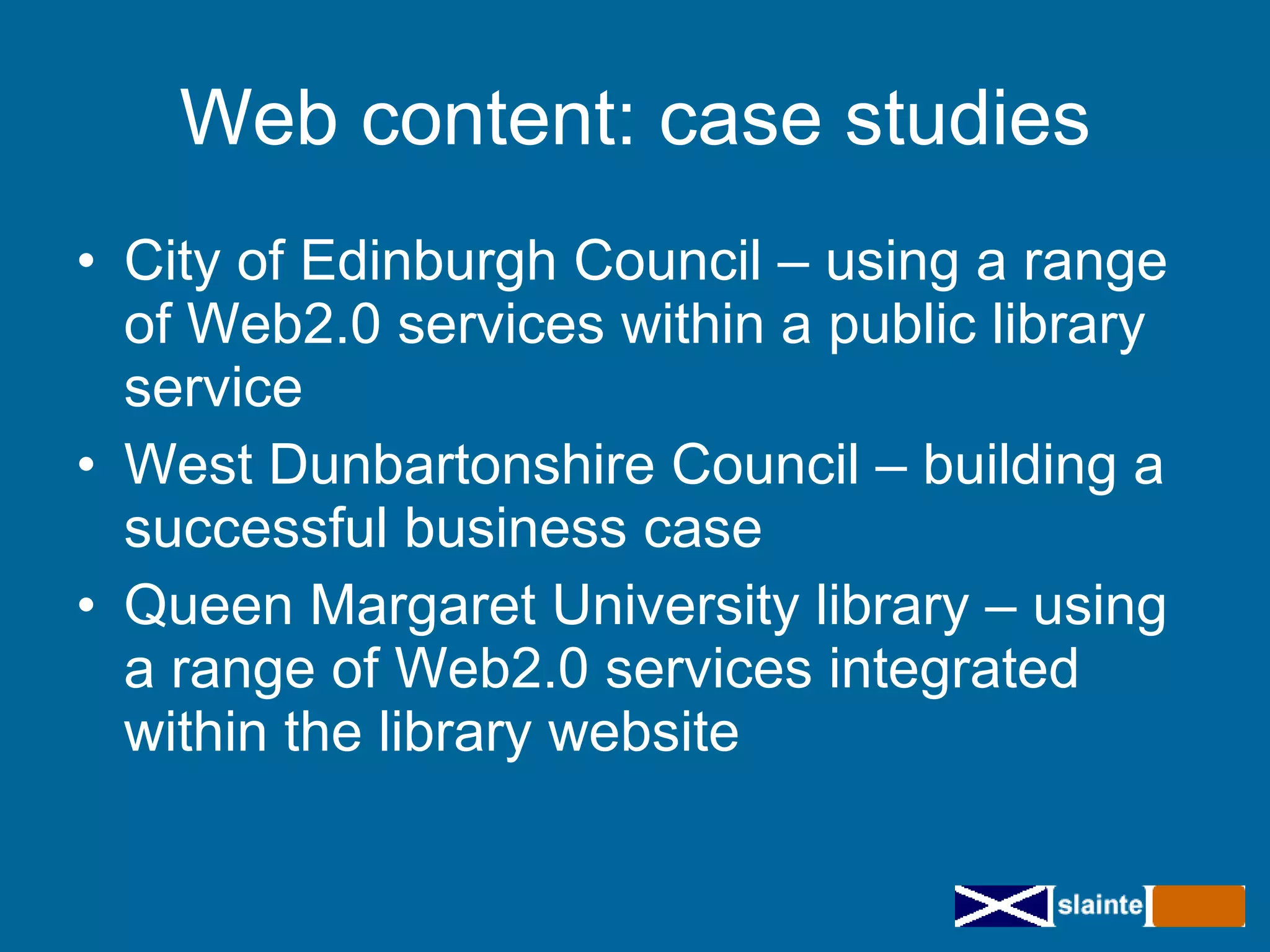 Removing Barriers: developing national guidelines for library use of Web2.0 | PPT