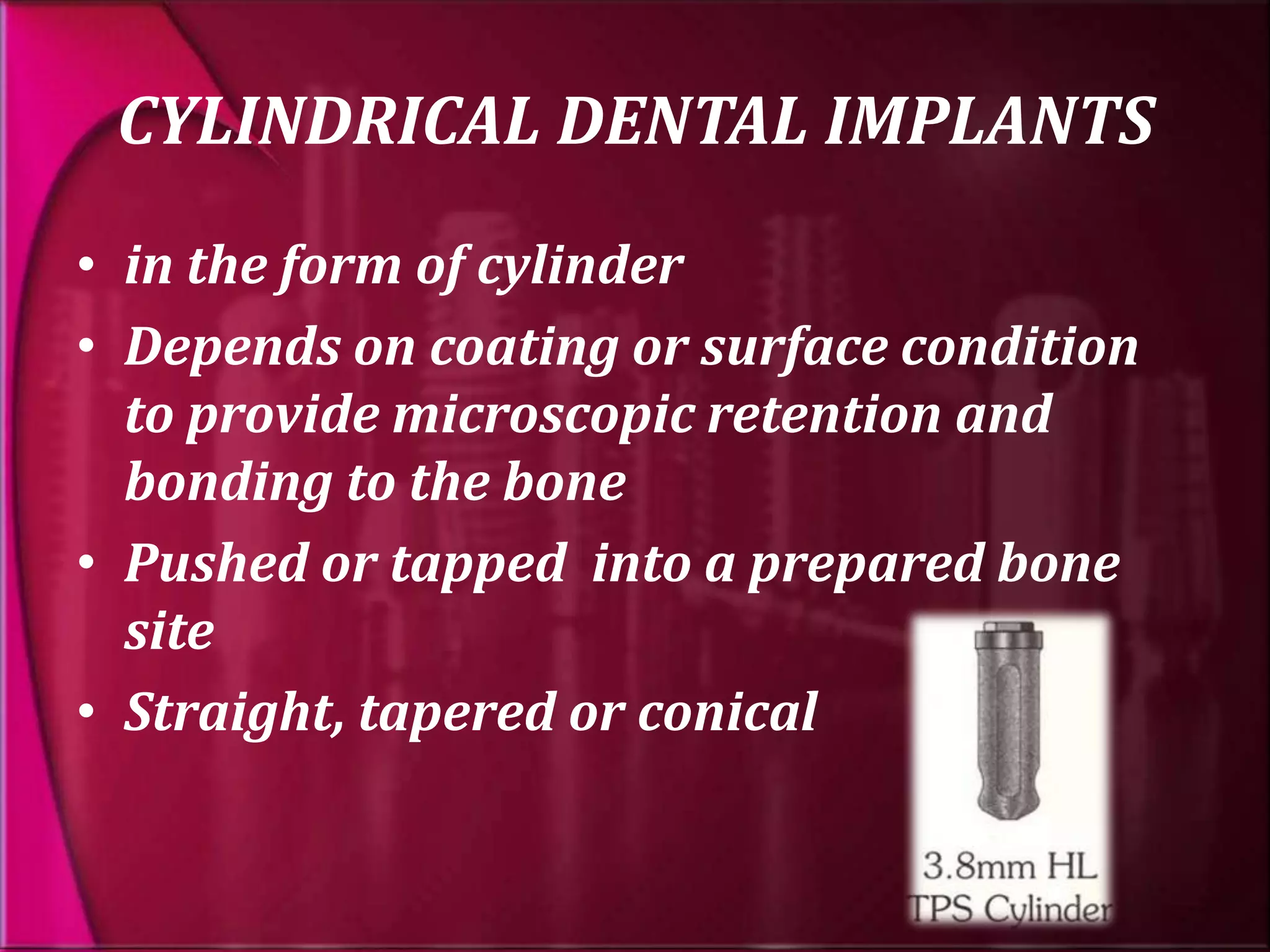 types and classification of dental implants | PPTX