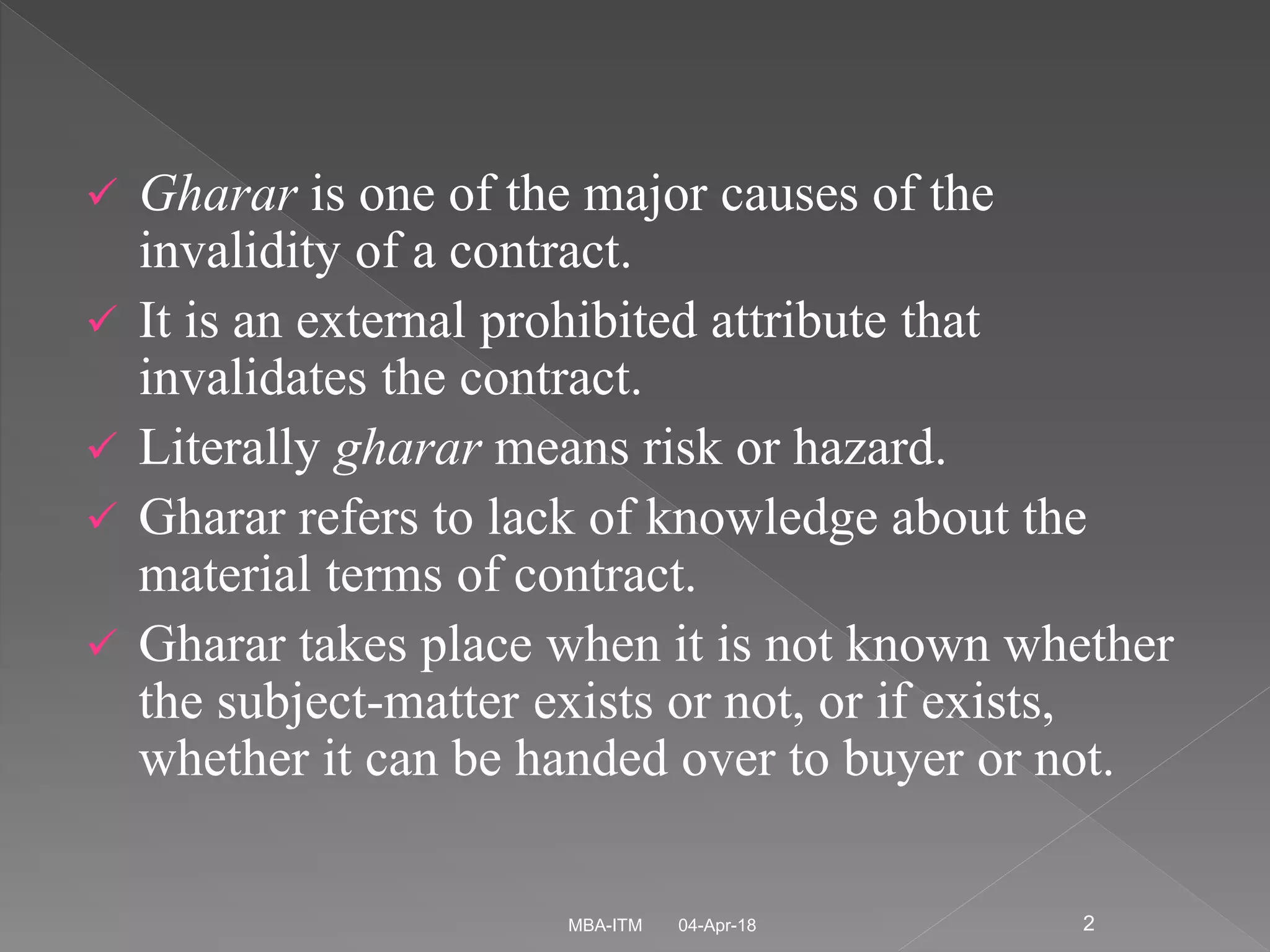 Gharar (uncertainty) | PPTX