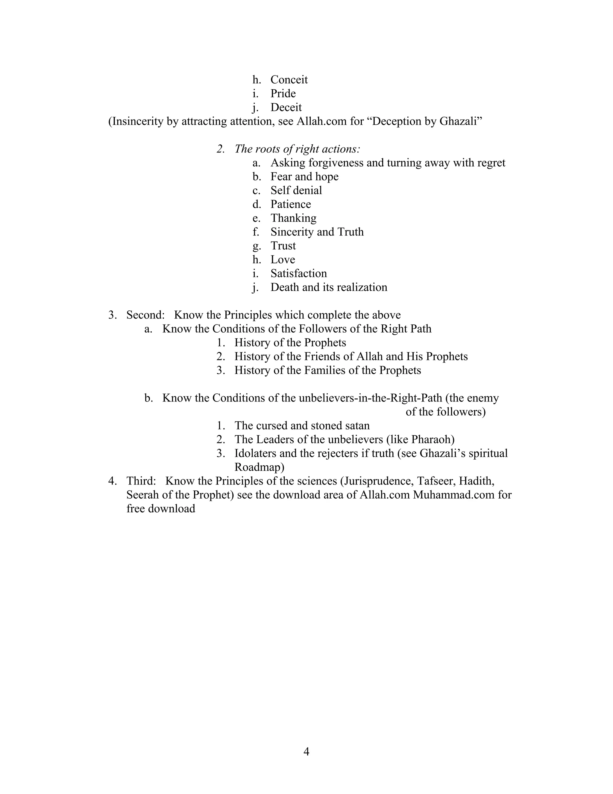 50 spiritual principals by al Ghazali | DOC