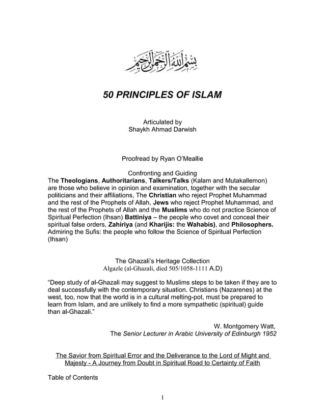 50 spiritual principals by al Ghazali | DOC