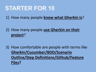 Gherkin /BDD intro | PPTX | Computer Software and Applications | Computing