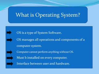 Describe operating system with basis of users and processing | PPT