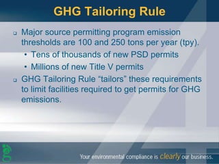 Greenhouse Gas Tailoring Rule | PPTX