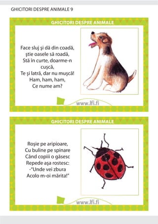 Ghicitori despre animale riddles about animals in romanian | PDF
