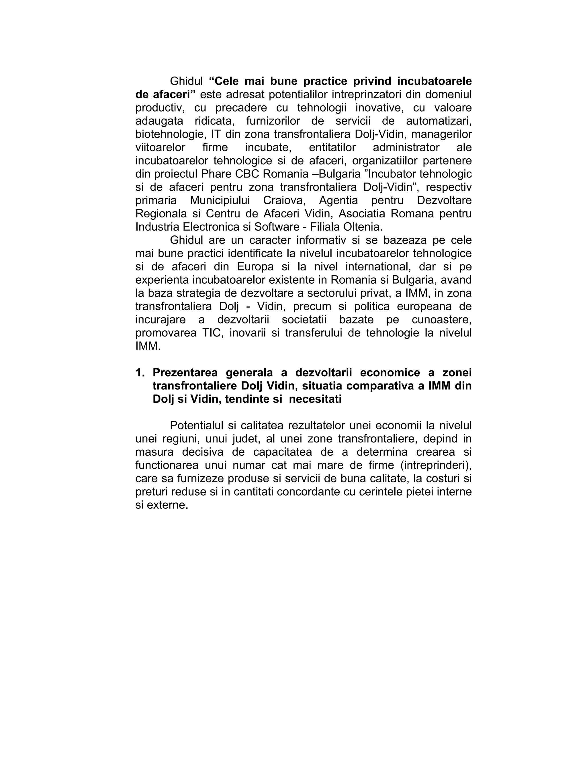 Ghid Cele Mai Bune Practici In Incubatoarele De Afaceri | PDF