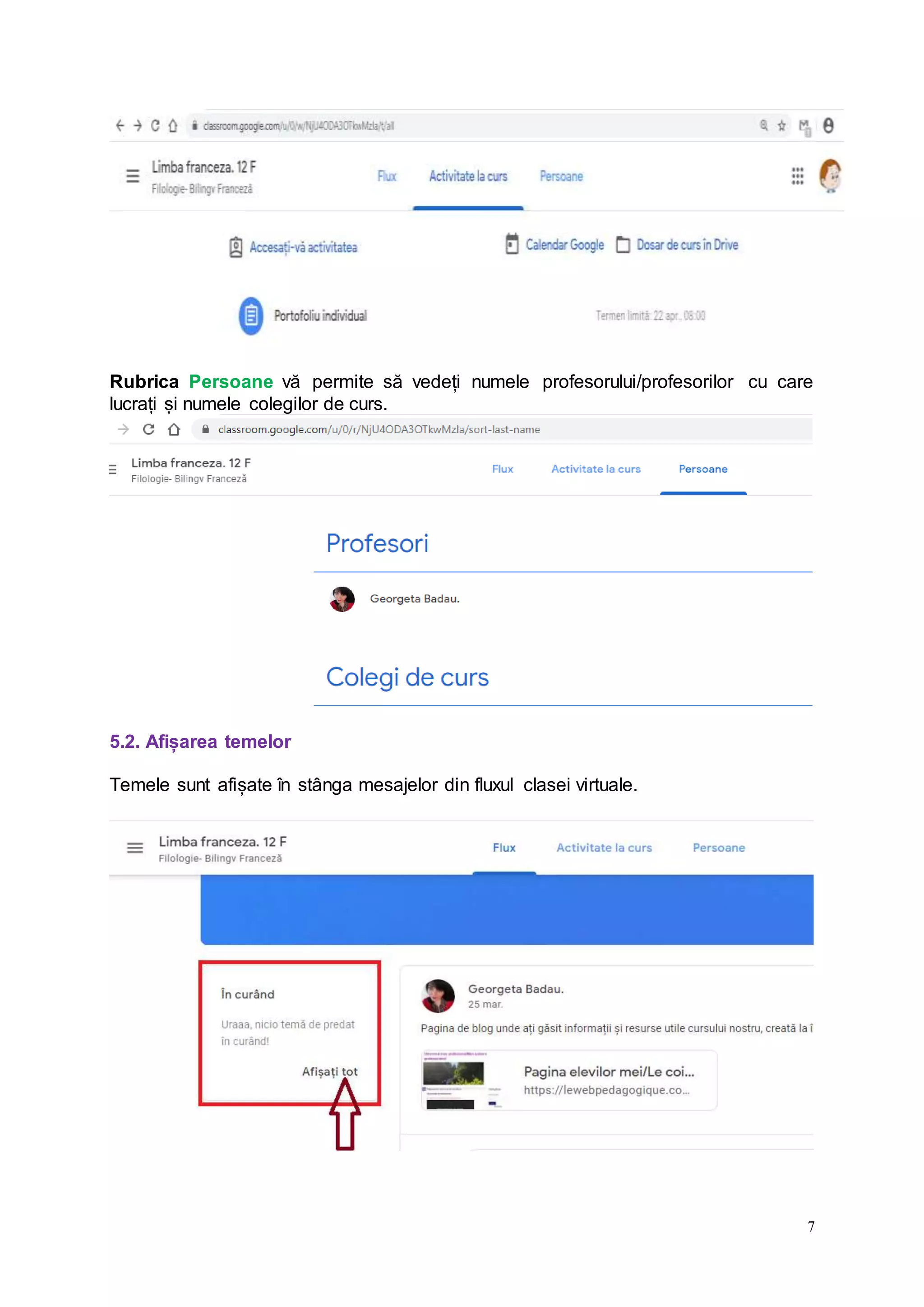 Google Classroom: ghid pentru elevi | DOCX