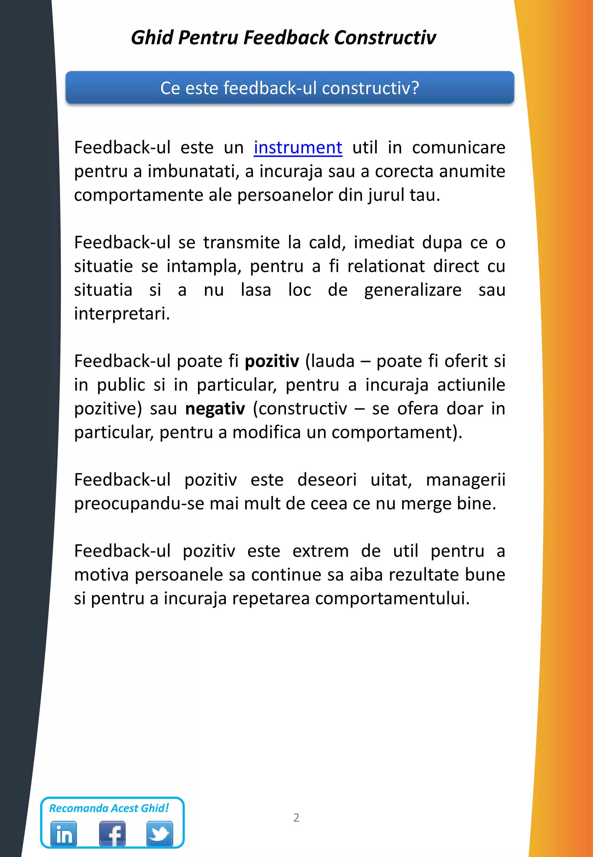 Ghid pentru feedback constructiv | PDF