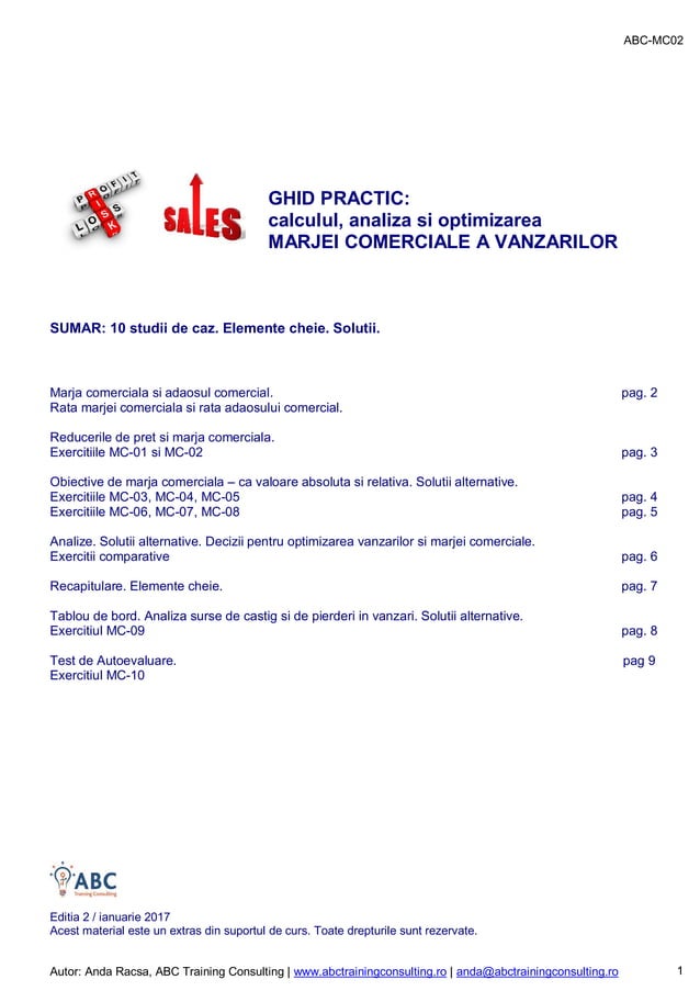 Ghid practic: Marja comerciala a vanzarilor | PDF