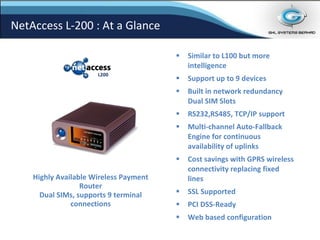 NetAccess L-Series Payment Routers, Network transaction concentrator ...